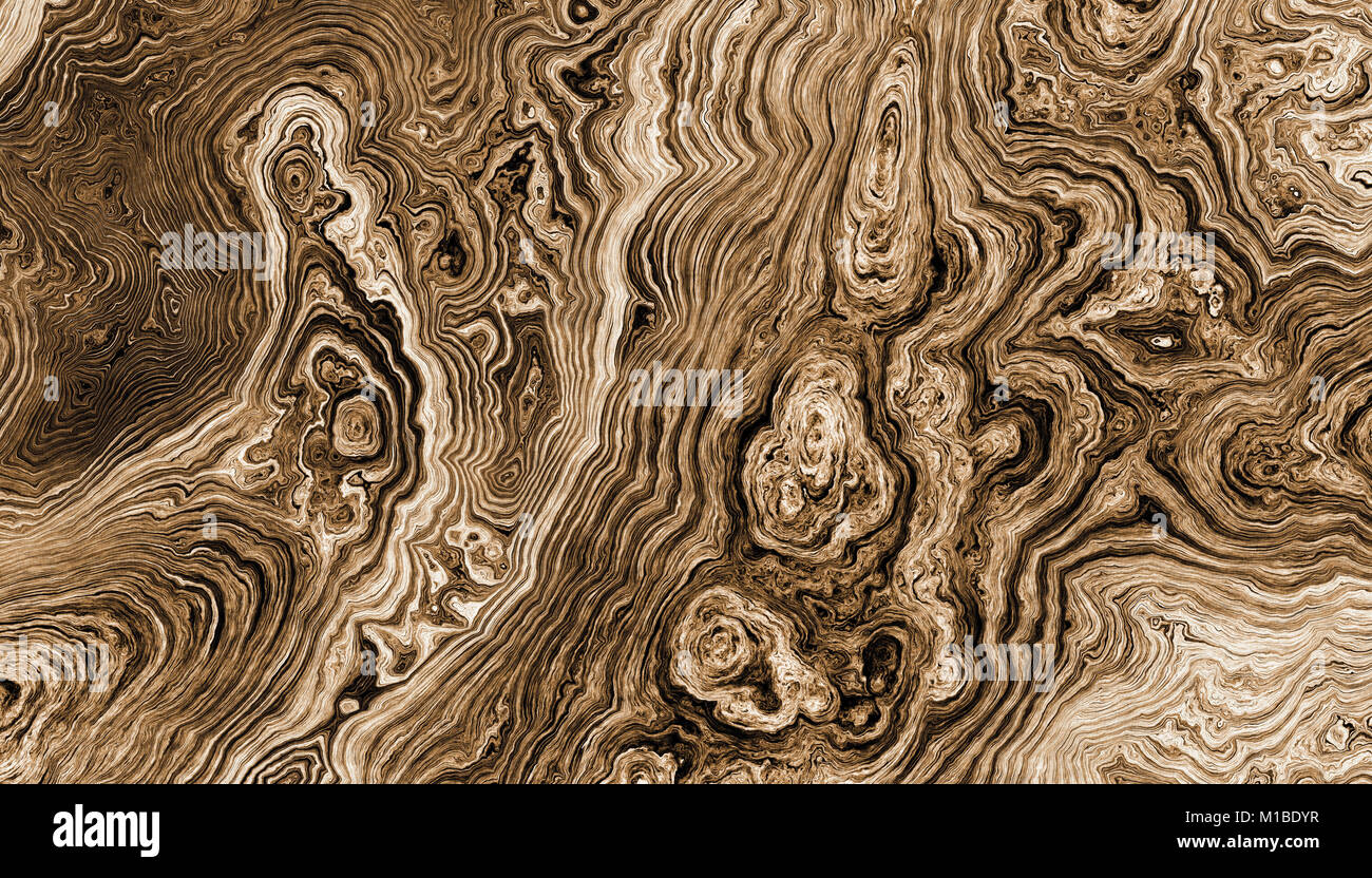 Texture of roots of tree with wavy lines and age rings. Abstract ...