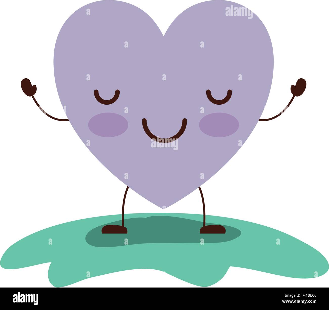 heart character kawaii calm expression in colorful silhouette Stock ...