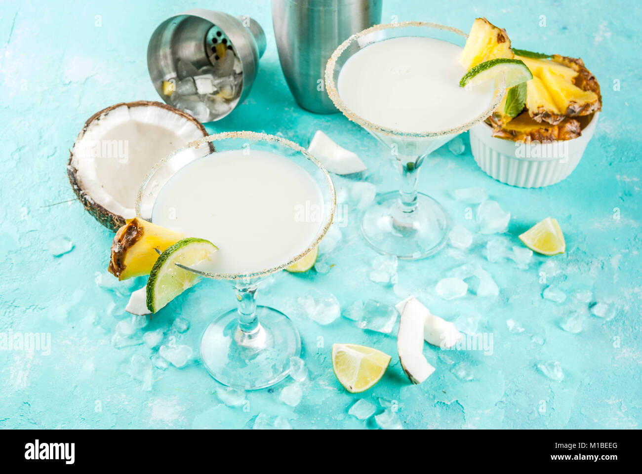 Tropical drink, Frozen Coconut Pineapple Margaritas with frozen pina ...