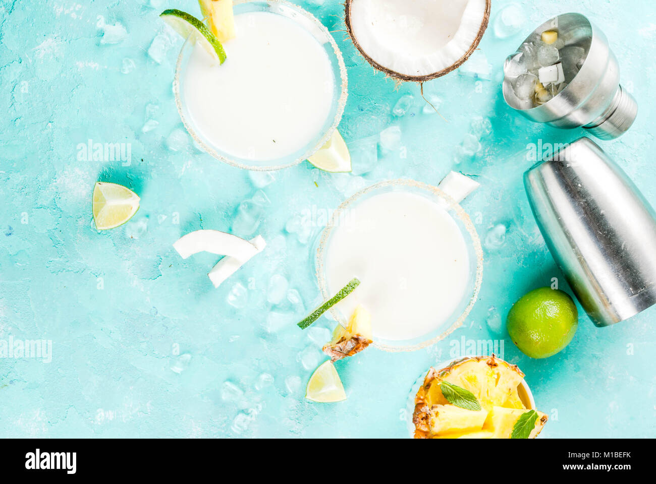 Tropical drink, Frozen Coconut Pineapple Margaritas with frozen pina ...