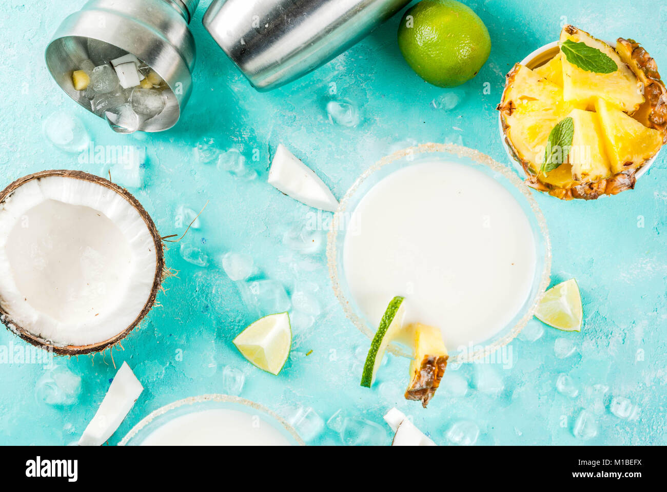 Tropical drink, Frozen Coconut Pineapple Margaritas with frozen pina ...
