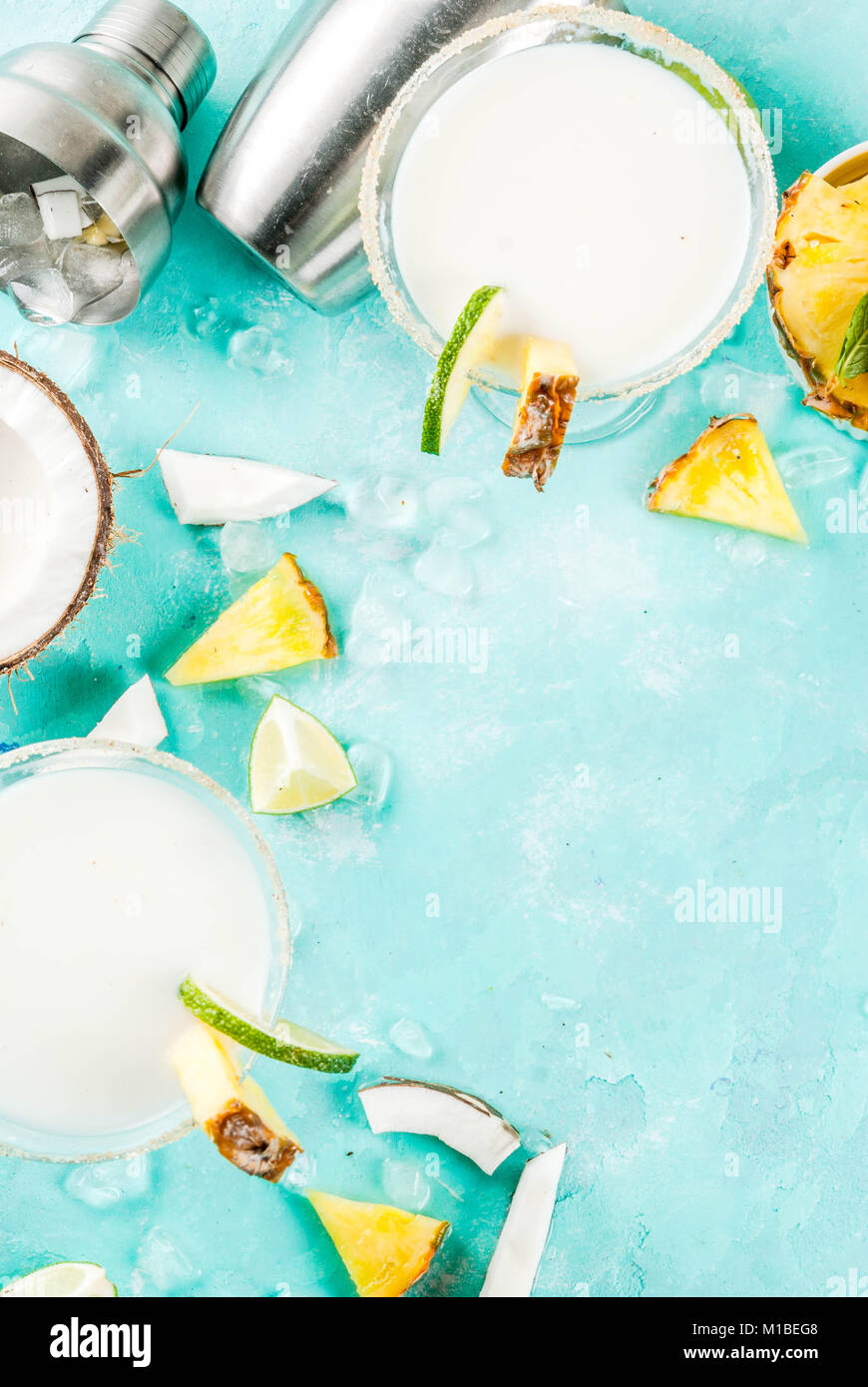 Tropical drink, Frozen Coconut Pineapple Margaritas with frozen pina ...