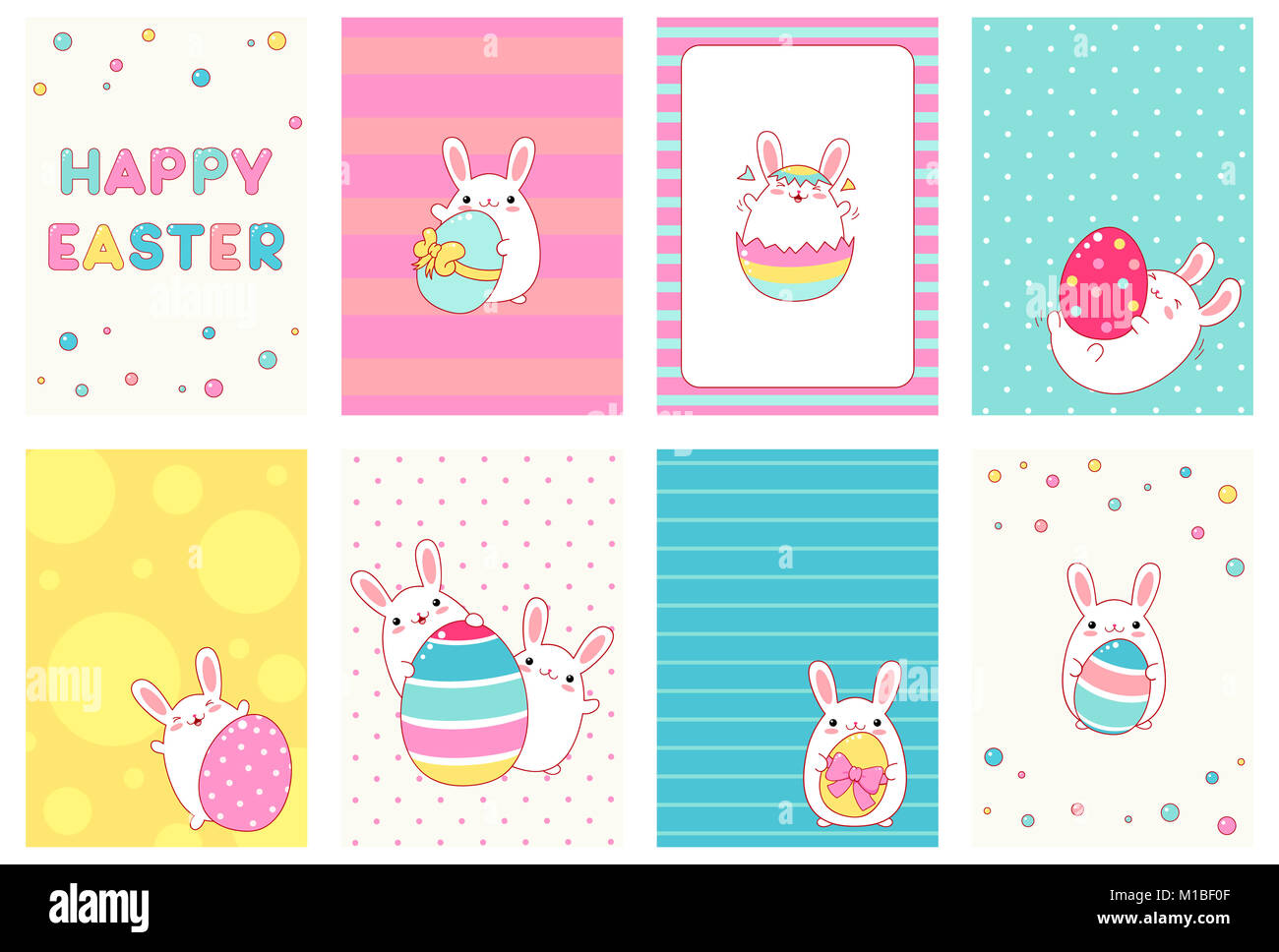 Collection of Easter banner, background, flyer, placard with cute ...