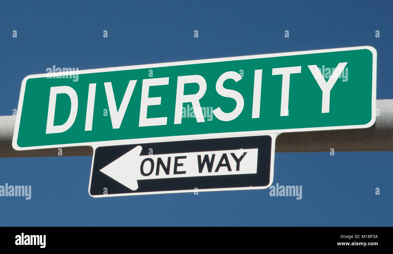 Diversity One Way Sign Stock Photo - Alamy