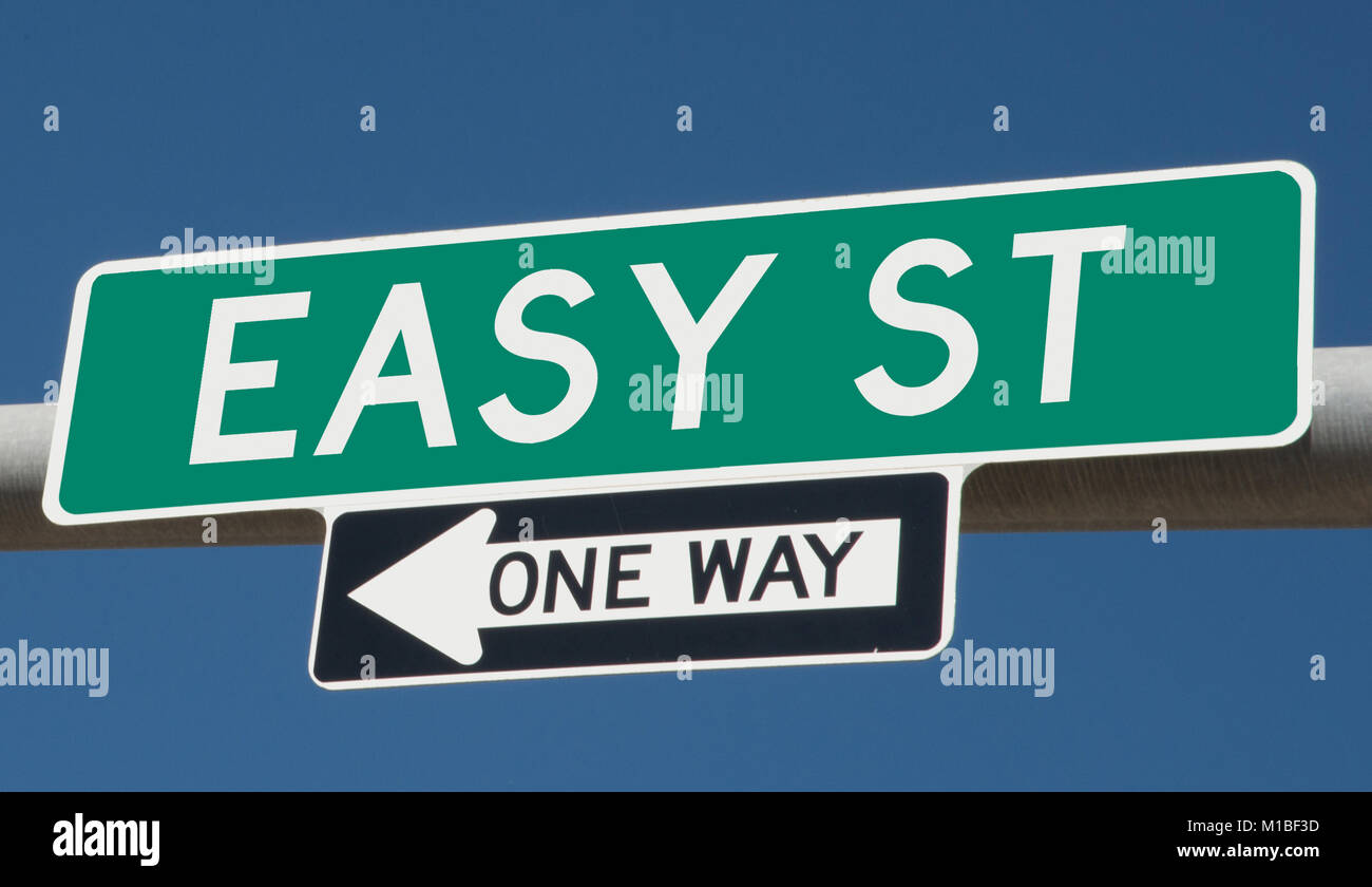 Easy Street One Way highway sign Stock Photo - Alamy