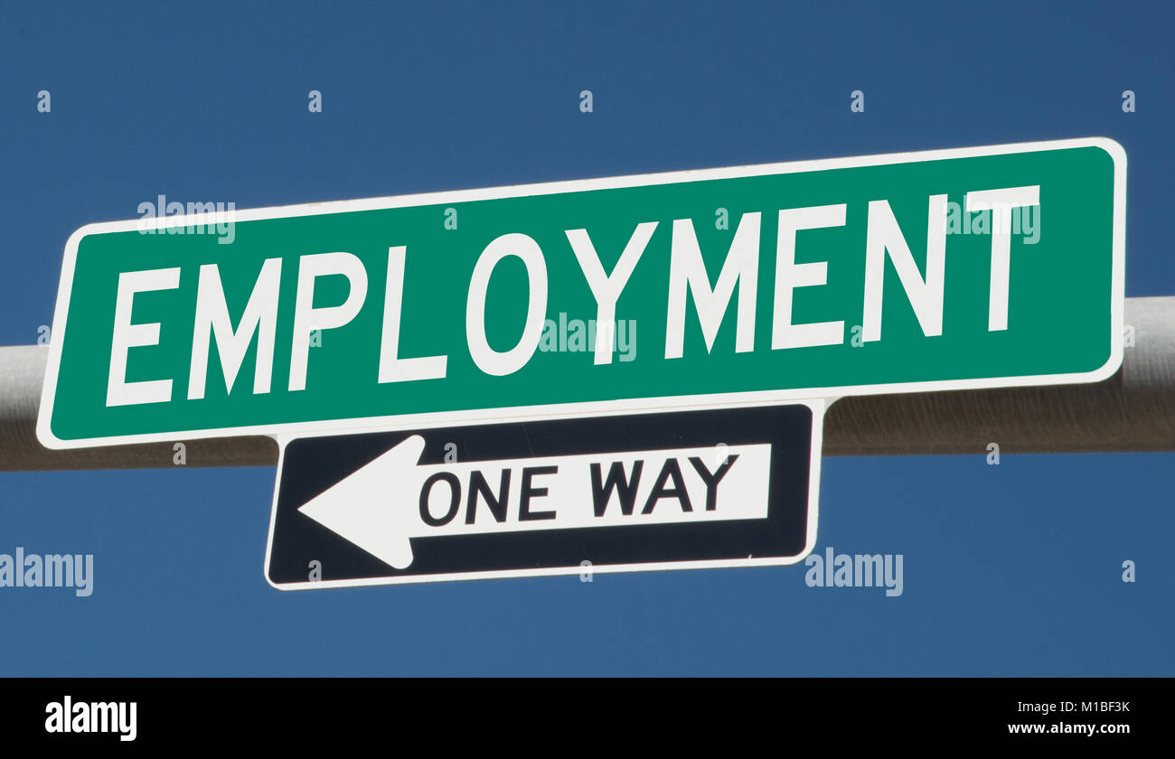 Employment One Way sign Stock Photo - Alamy