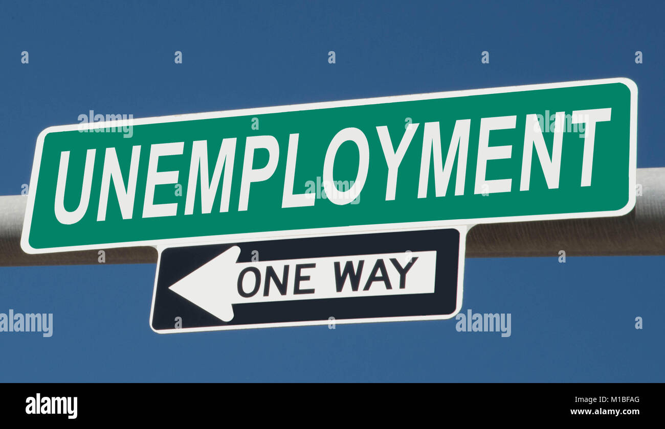 Sign unemployment one way Stock Photo - Alamy