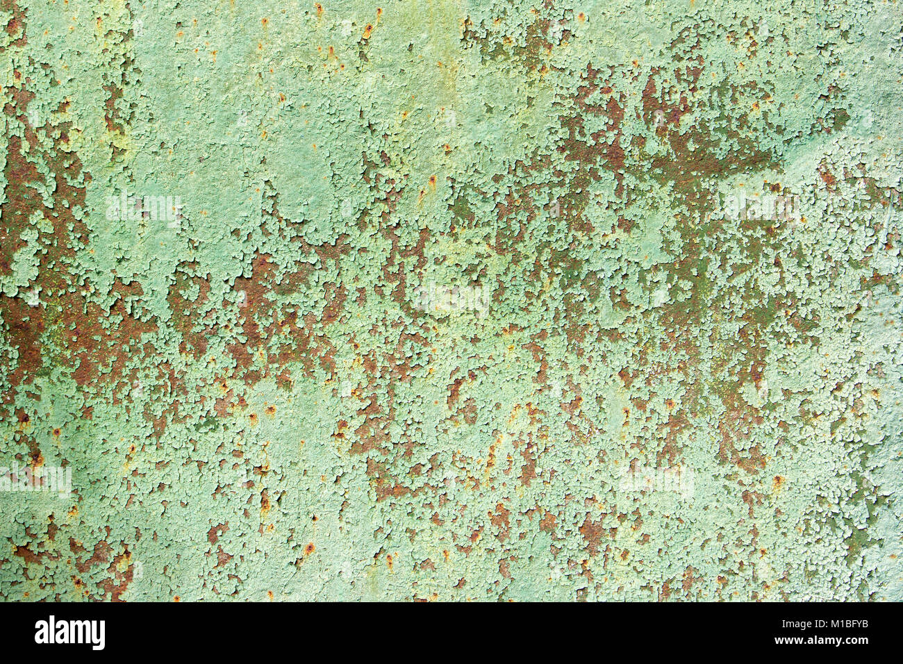 Pattern of old painted metal surface. Rusty metal, peeling paint, green ...