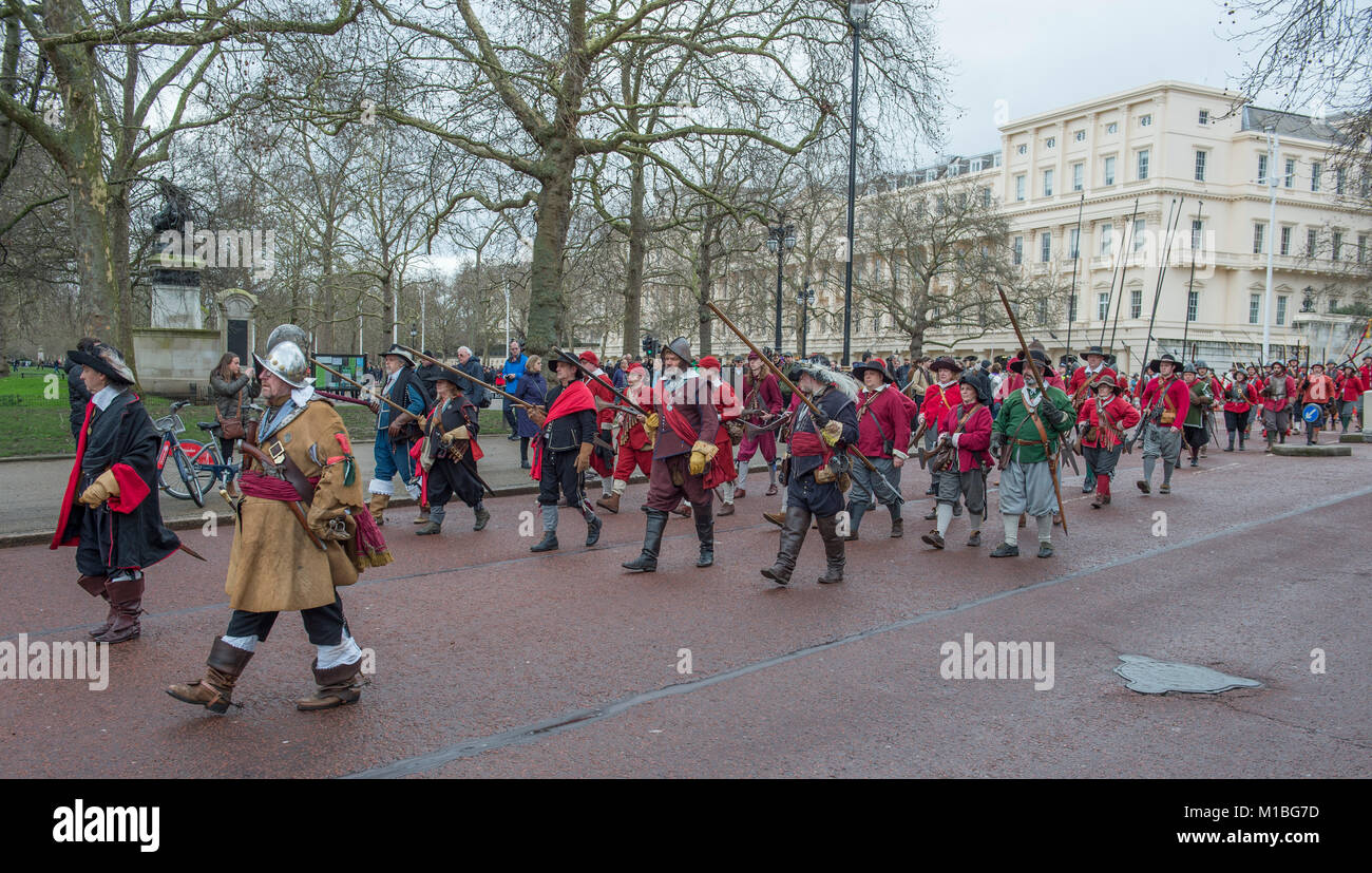 28 January 2018. The Kings March in London following the route of King ...