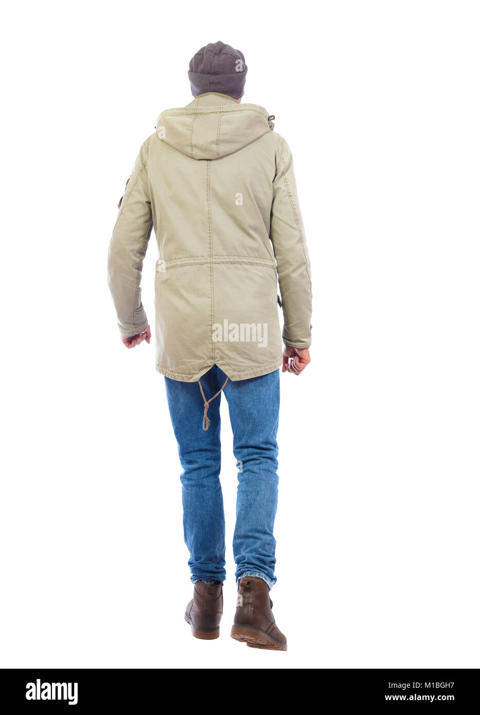 Back view of going handsome man. walking young guy . Rear view people ...