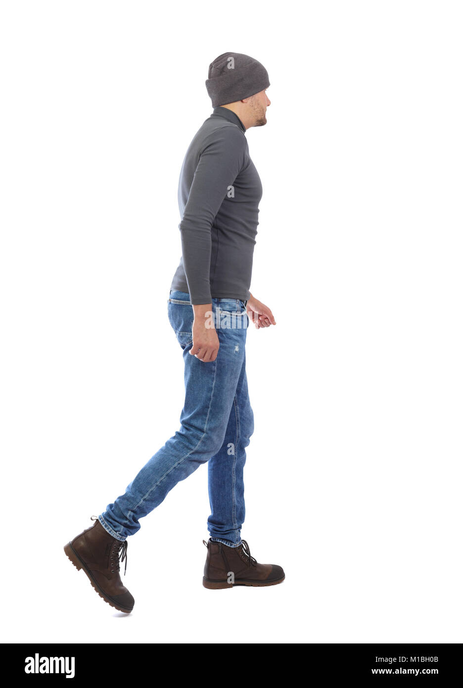 Back view of going handsome man. walking young guy . Rear view people ...