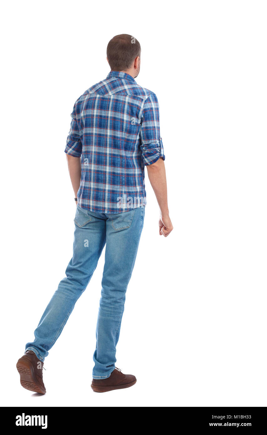 Back view of going handsome man. walking young guy Stock Photo - Alamy