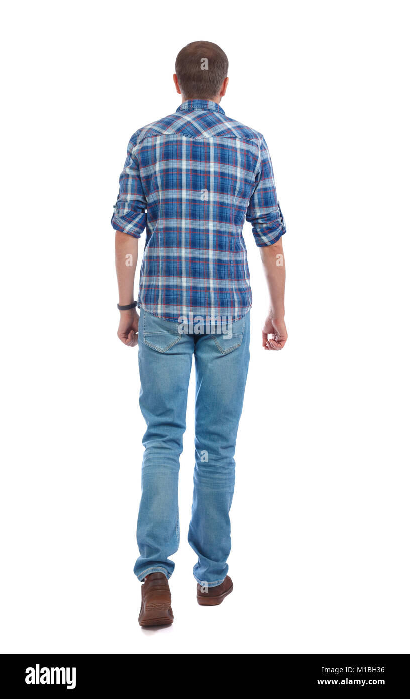 Back view of going handsome man. walking young guy Stock Photo - Alamy