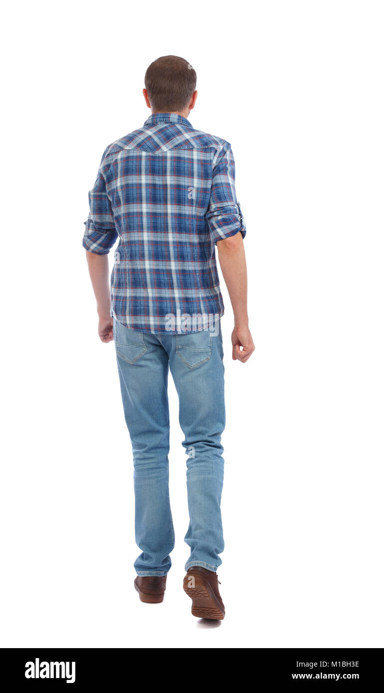 Back view of going handsome man. walking young guy Stock Photo - Alamy