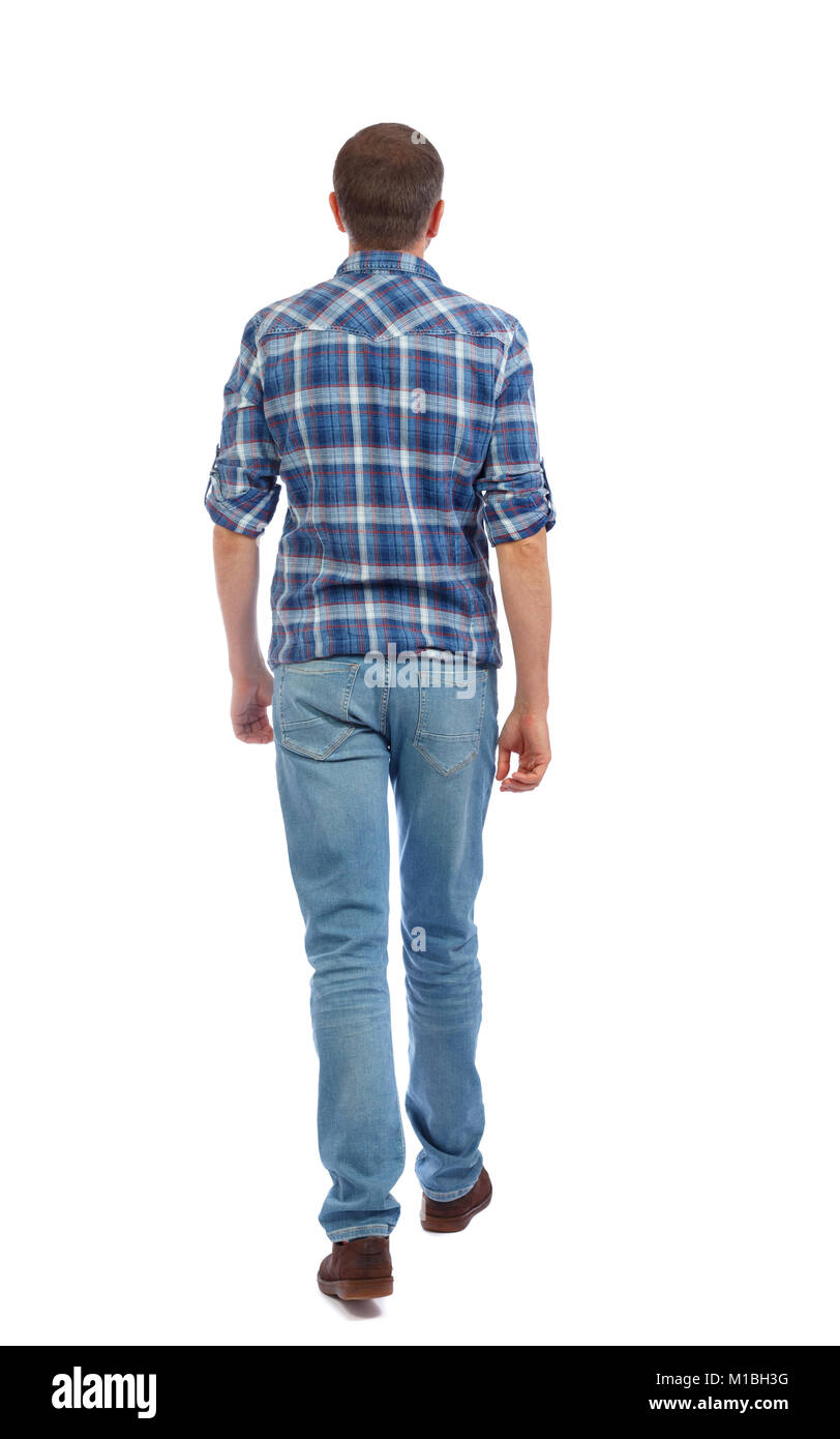 Back view of going handsome man. walking young guy Stock Photo - Alamy