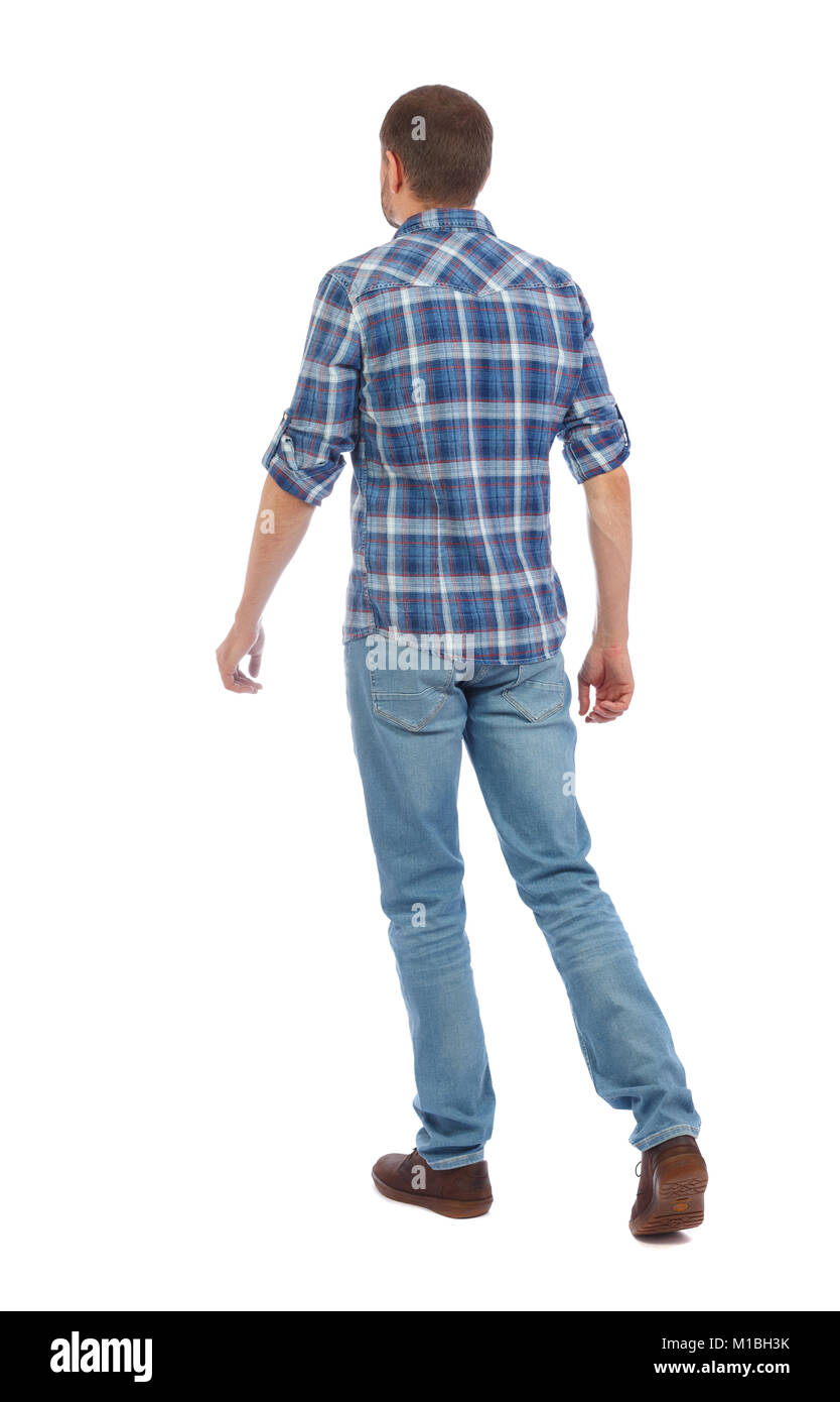 Back view of going handsome man. walking young guy Stock Photo - Alamy