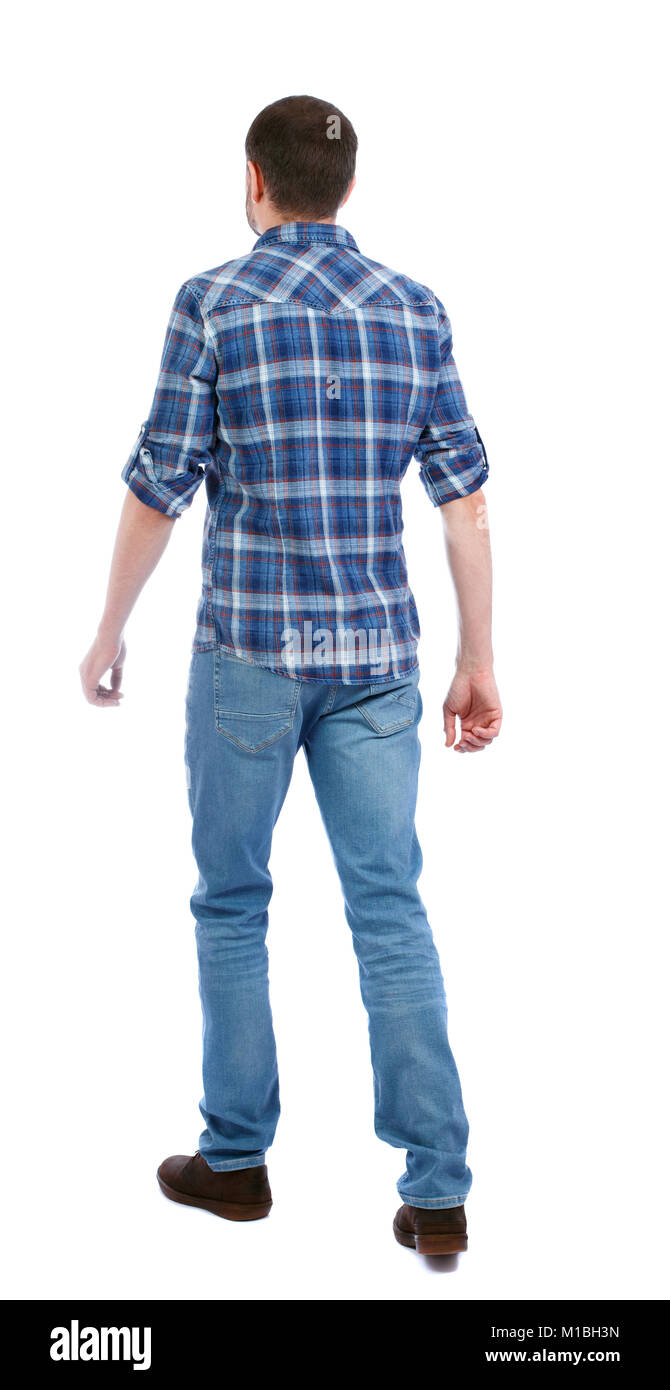 Back view of going handsome man. walking young guy Stock Photo - Alamy