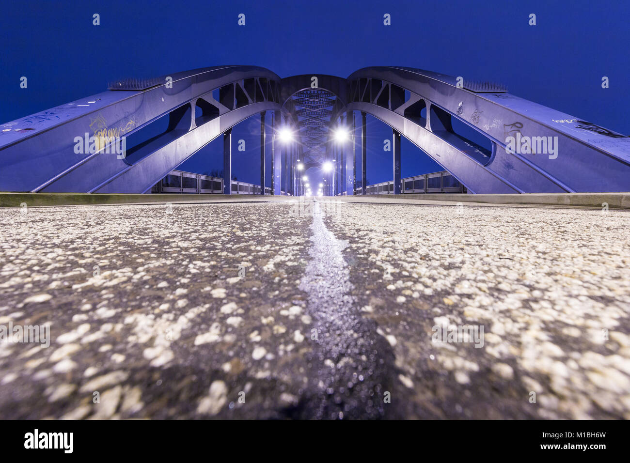 Blue Bridge at night, Magdeburg, Germany Stock Photo - Alamy