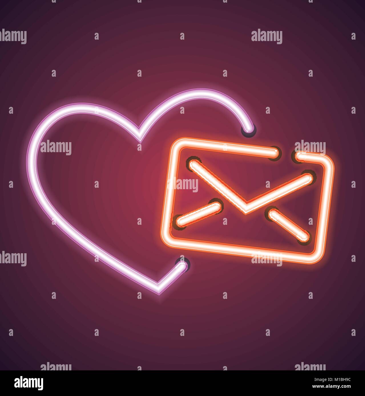 Neon sign letter envelope Stock Vector Images - Alamy
