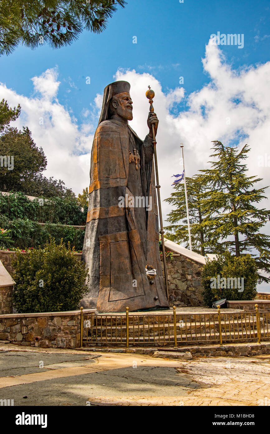 Makarious statue at Throni Stock Photo - Alamy
