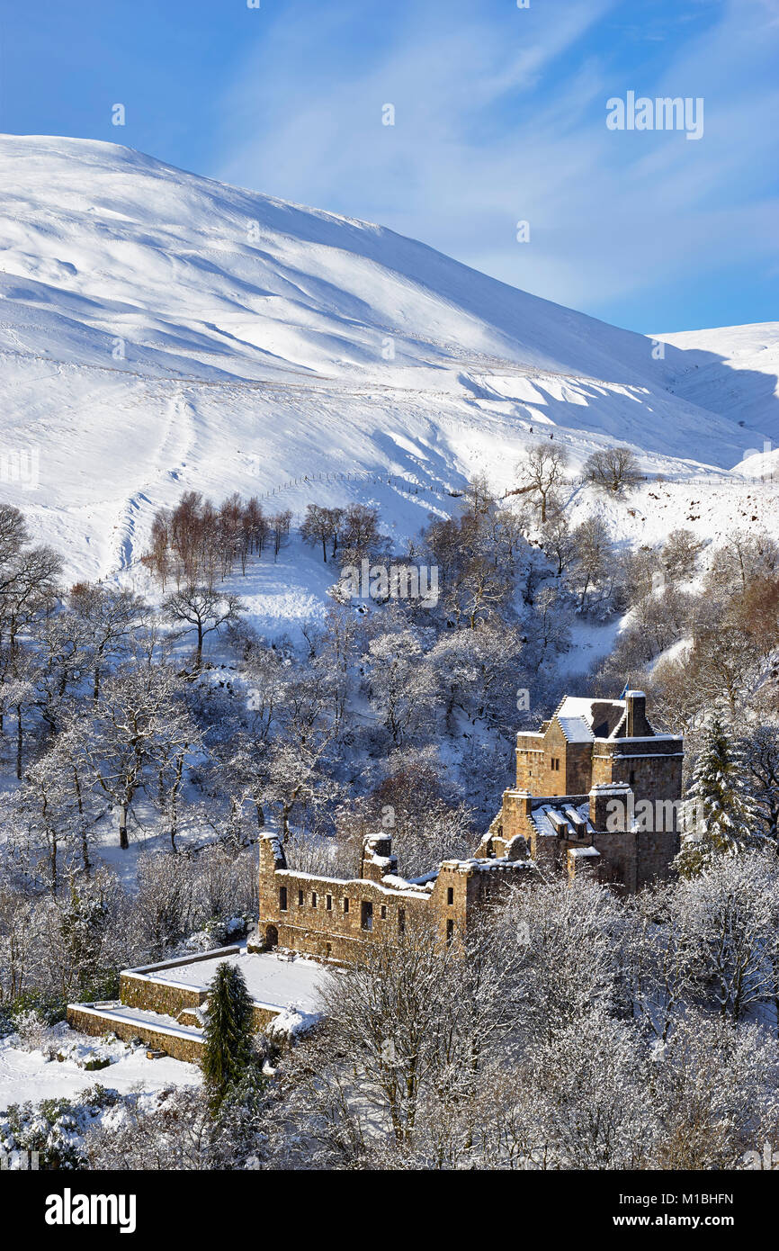 Castle Campbell, Dollar, Clackmannanshire, Scotland. In winter snow ...