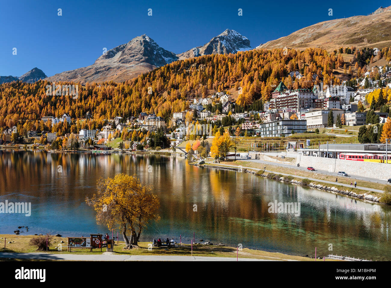 Fall foliage color and the luxury resort town of St. Moritz ...
