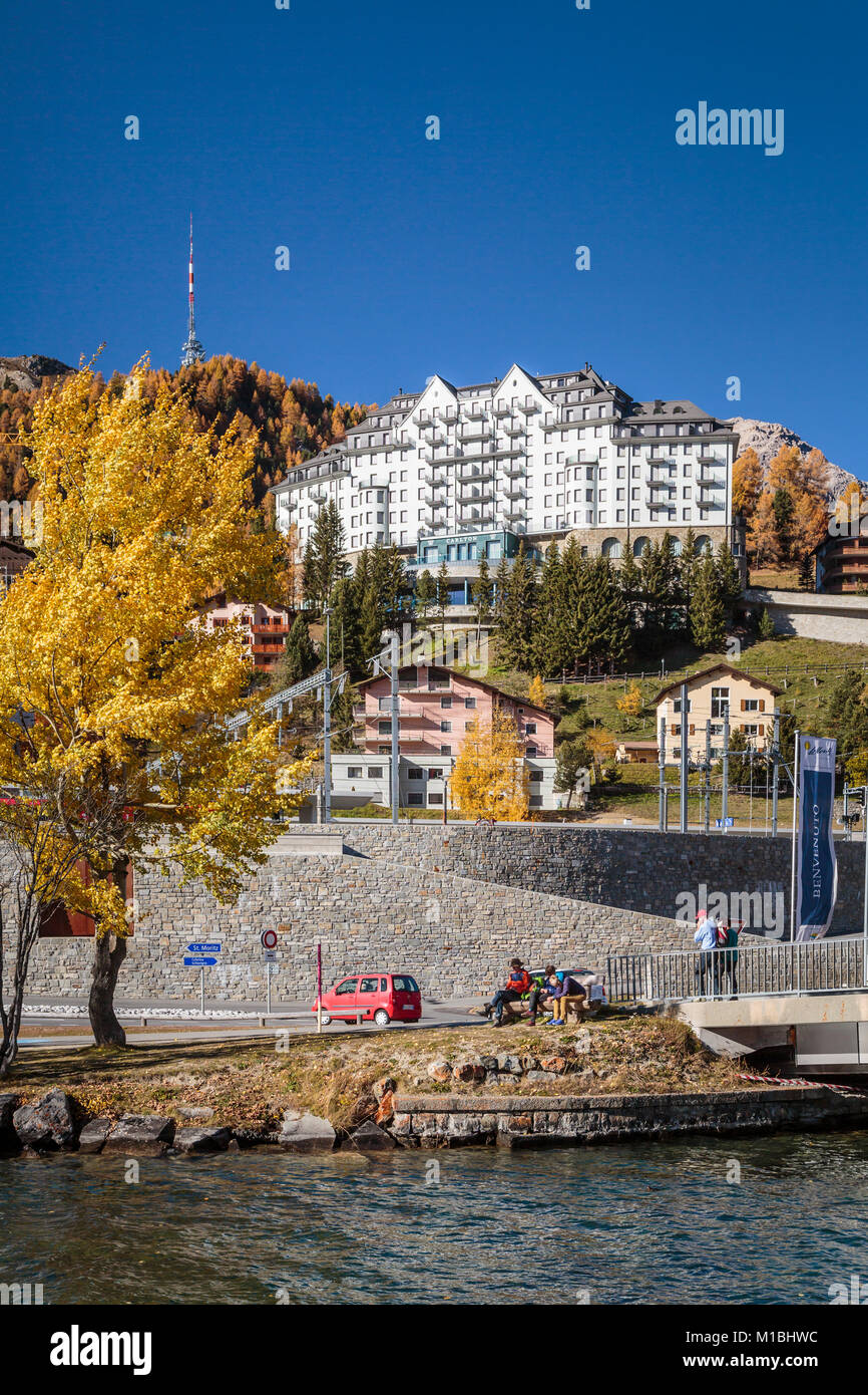 Fall foliage color and the luxury resort town of St. Moritz ...