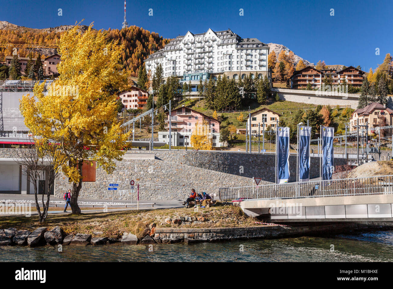 Fall foliage color and the luxury resort town of St. Moritz ...