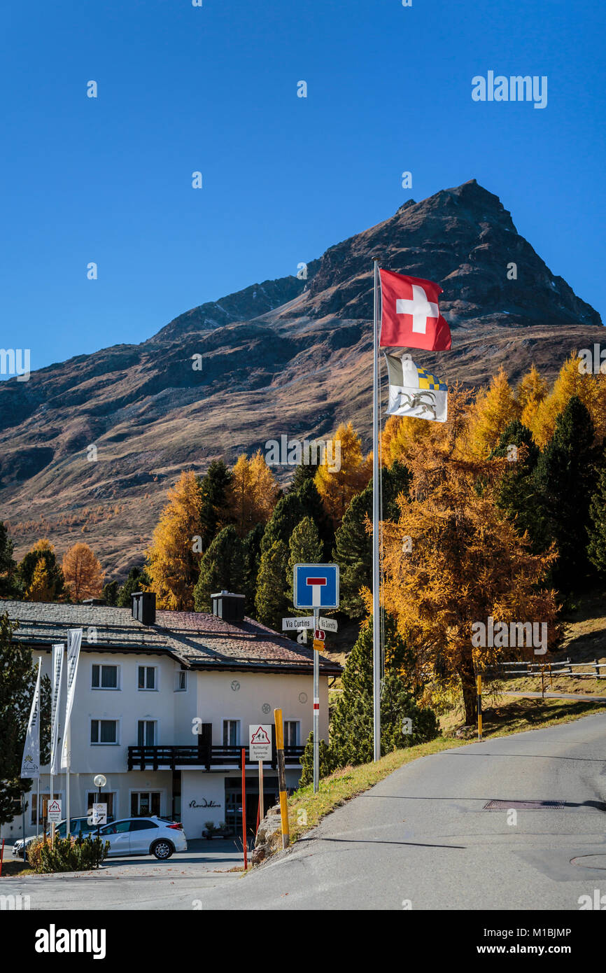 Fall foliage color and the luxury resort town of St. Moritz ...