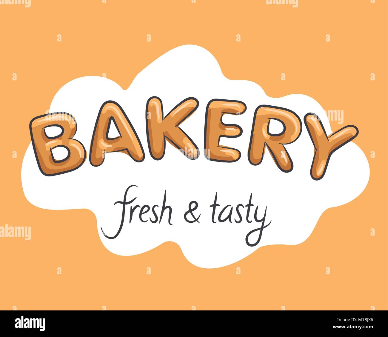 Bakery fresh and tasty hand made lettering text. Vector illustration ...