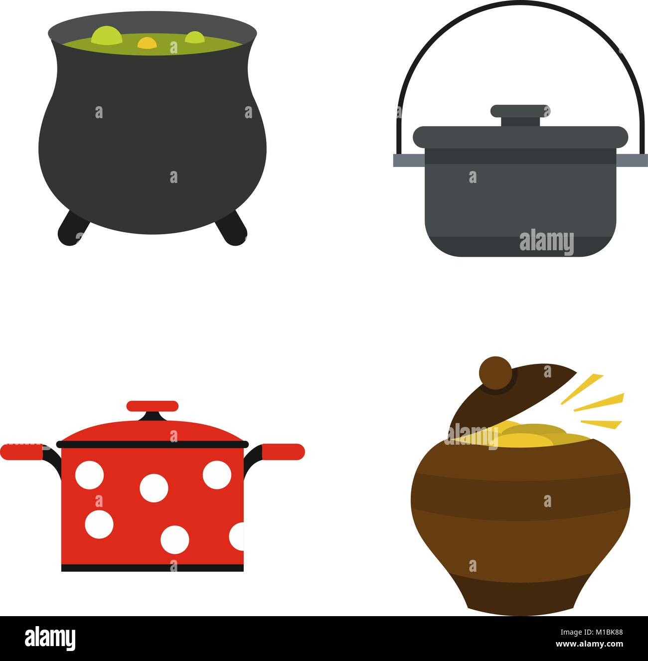 Cauldron icon set, flat style Stock Vector Image & Art - Alamy