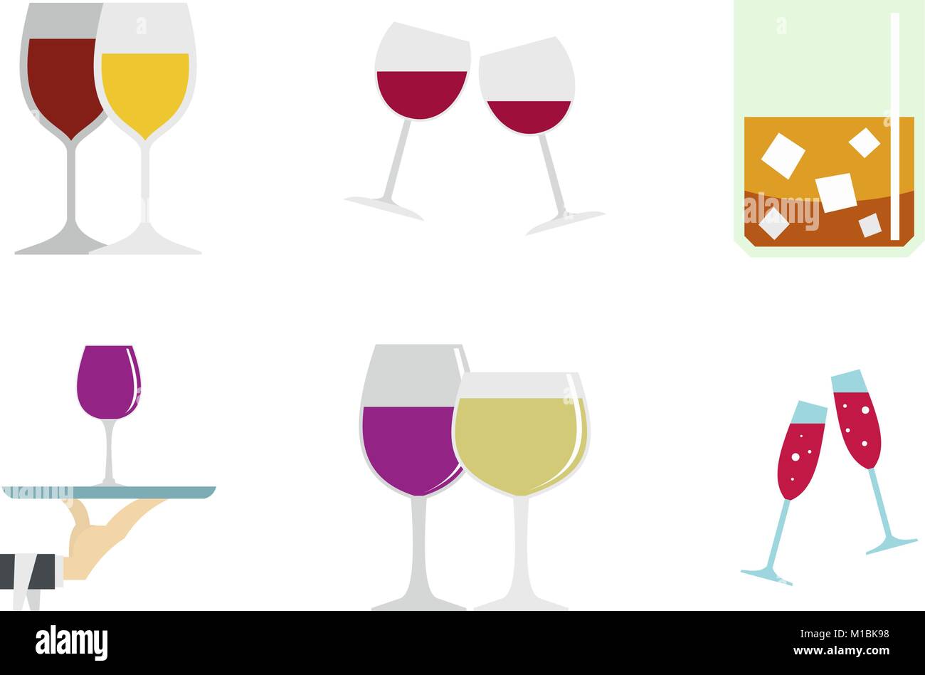 Glass icon set, flat style Stock Vector Image & Art - Alamy