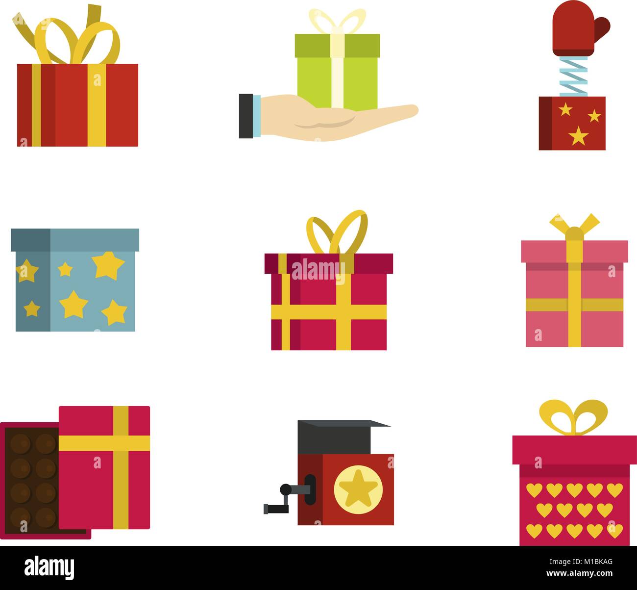 Gift box icon set, flat style Stock Vector Image & Art - Alamy