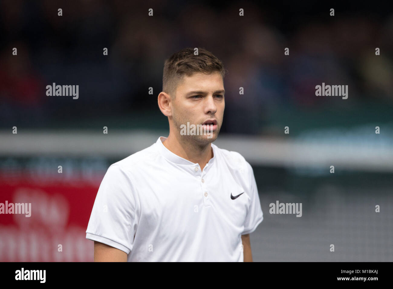 Tennis player Filip Krajinovic attending the Rolex Paris Masters at the ...