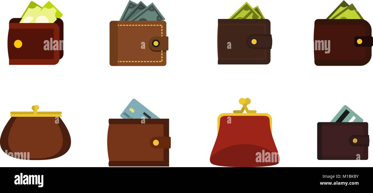 Wallet icon set, flat style Stock Vector Image & Art - Alamy