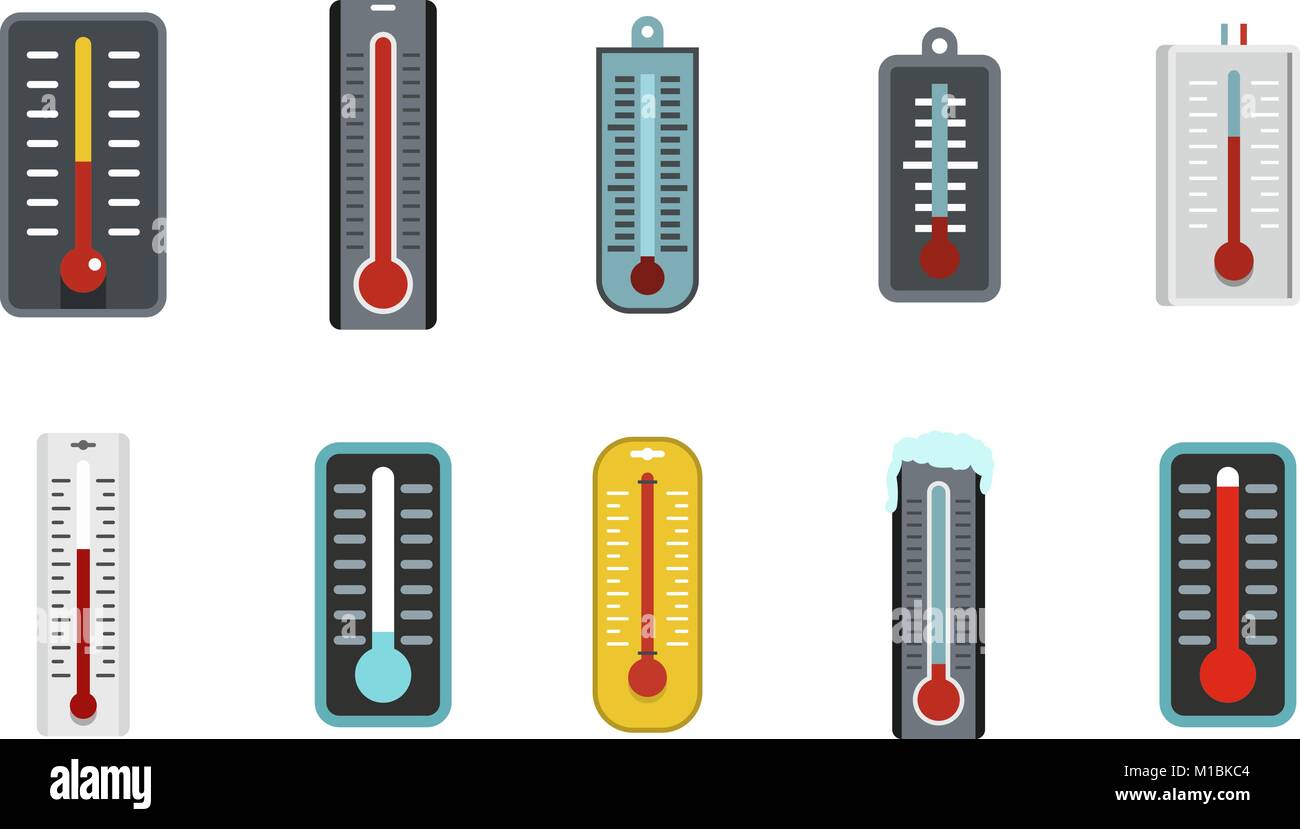 Thermometer icon set, flat style Stock Vector Image & Art - Alamy