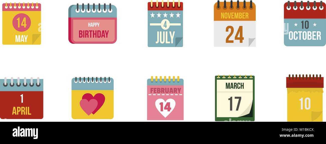 Calendar icon set, flat style Stock Vector Image & Art - Alamy