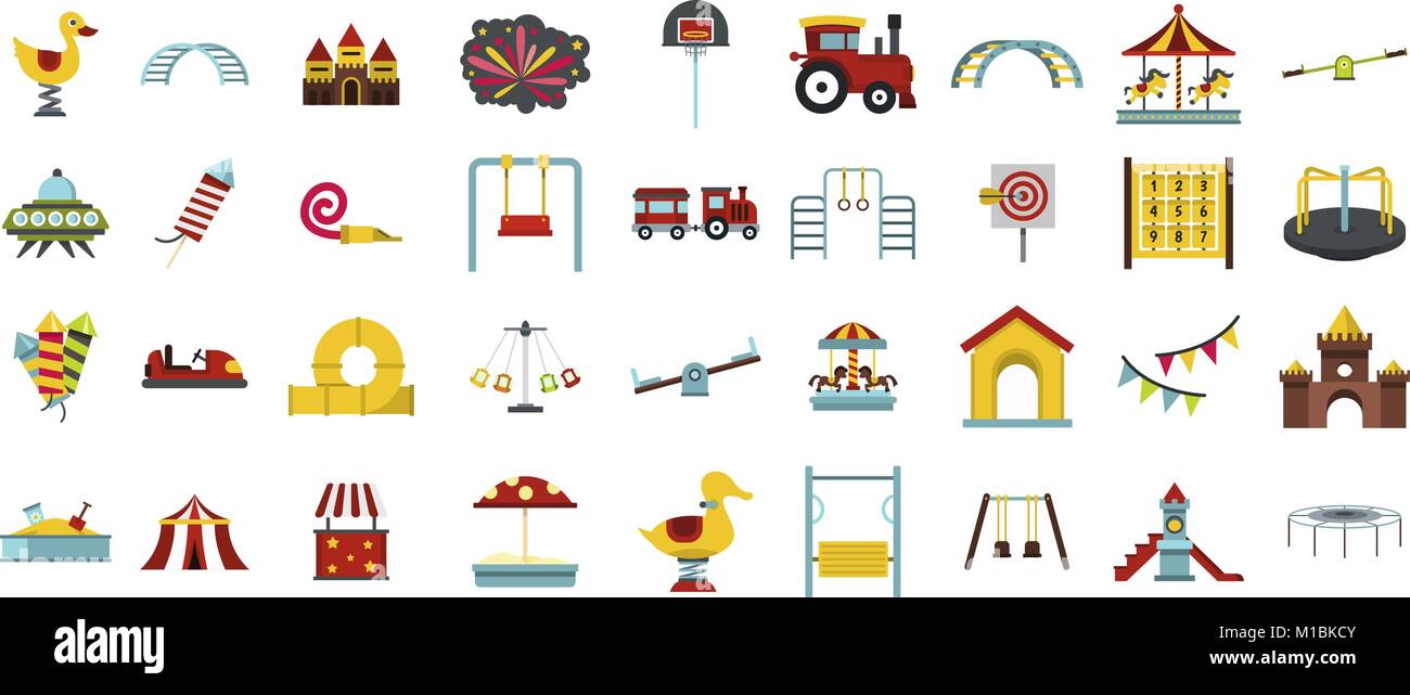 Kid amusement icon set, flat style Stock Vector Image & Art - Alamy