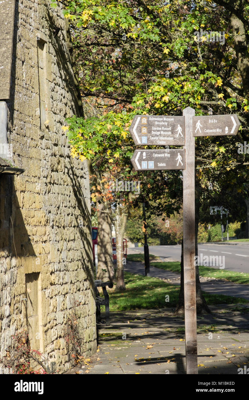 Cotswold Way route walking signpost direction sign in Broadway ...