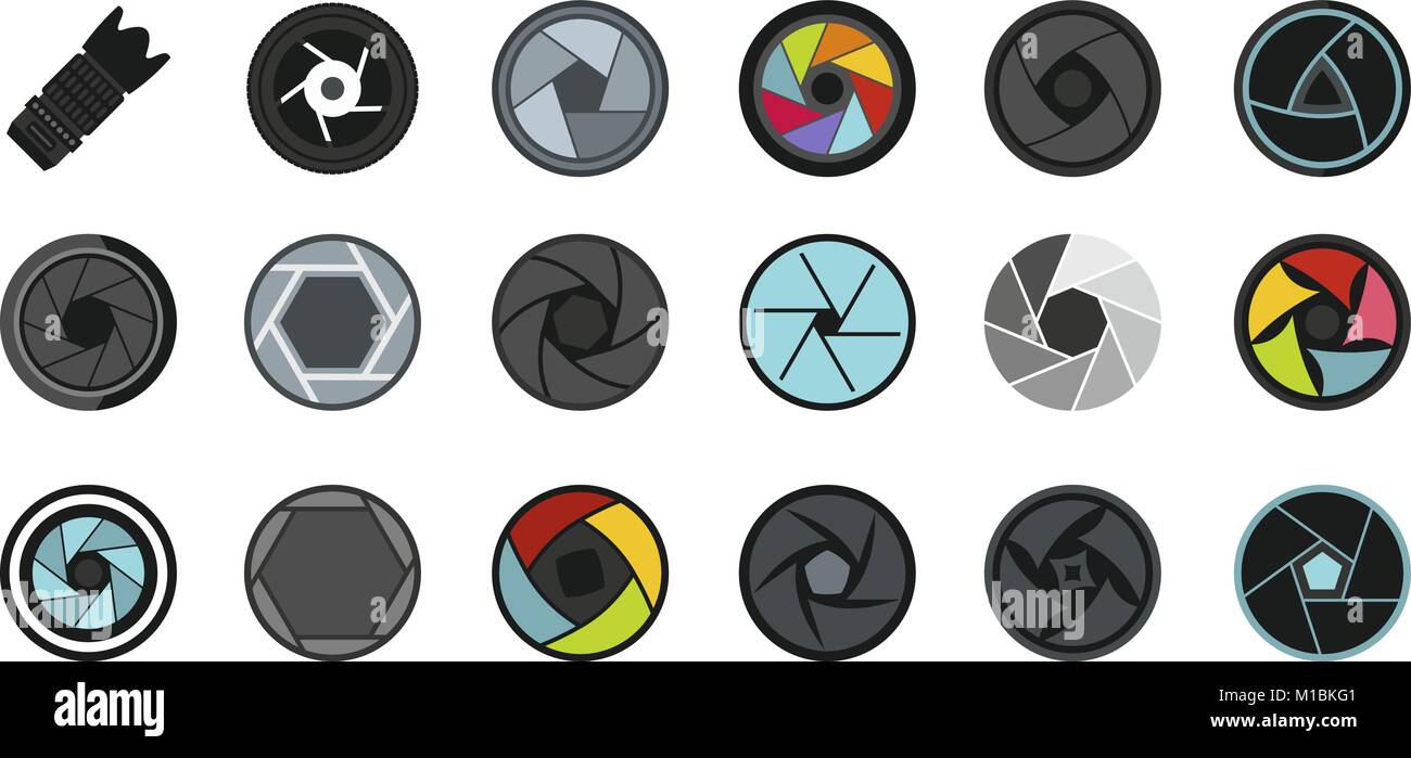 Shutter icon set, flat style Stock Vector Image & Art - Alamy