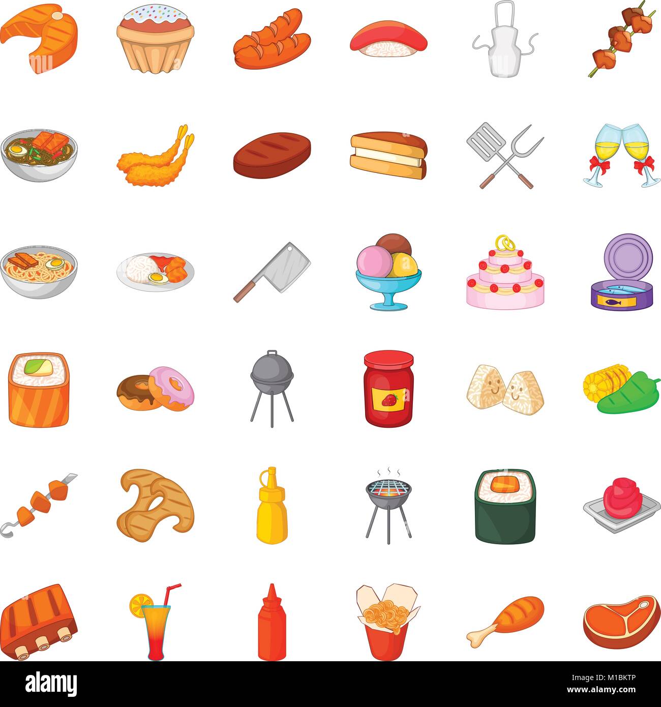 Buffet icons set, cartoon style Stock Vector Image & Art - Alamy