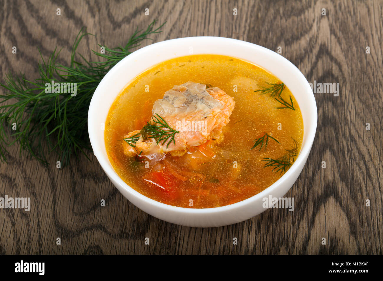 Salmon fish soup Stock Photo - Alamy