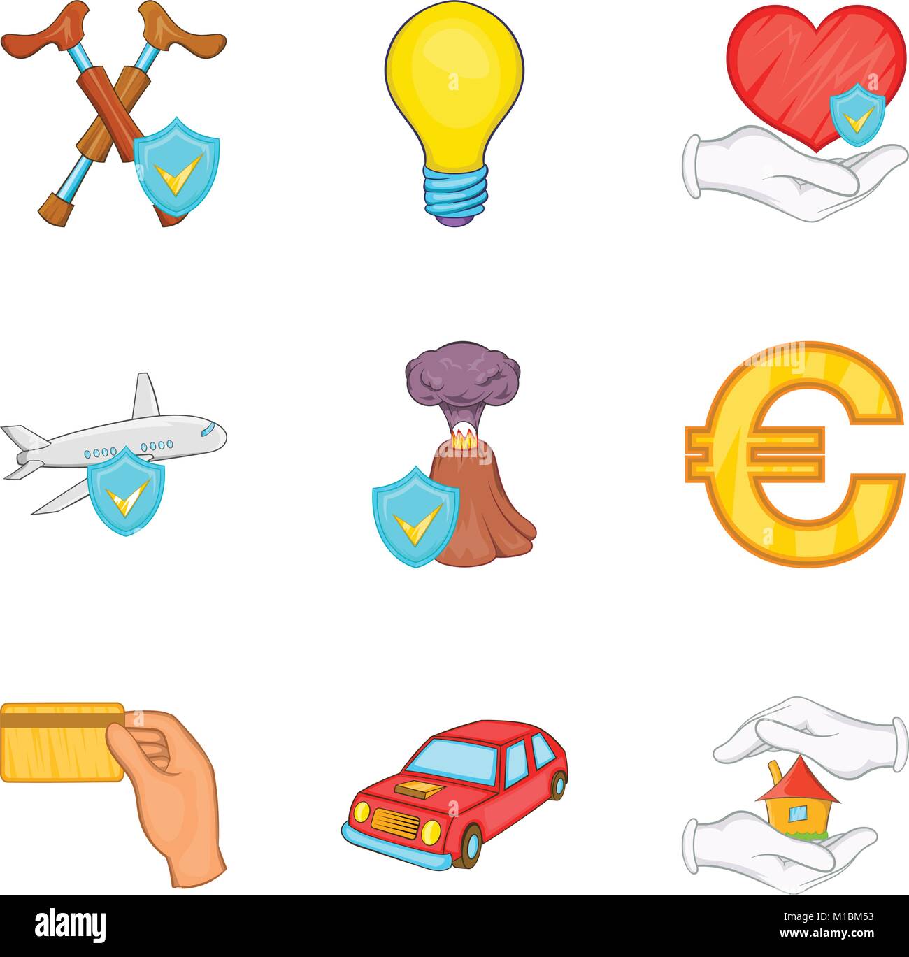 Insurance activity icons set, cartoon style Stock Vector Image & Art ...
