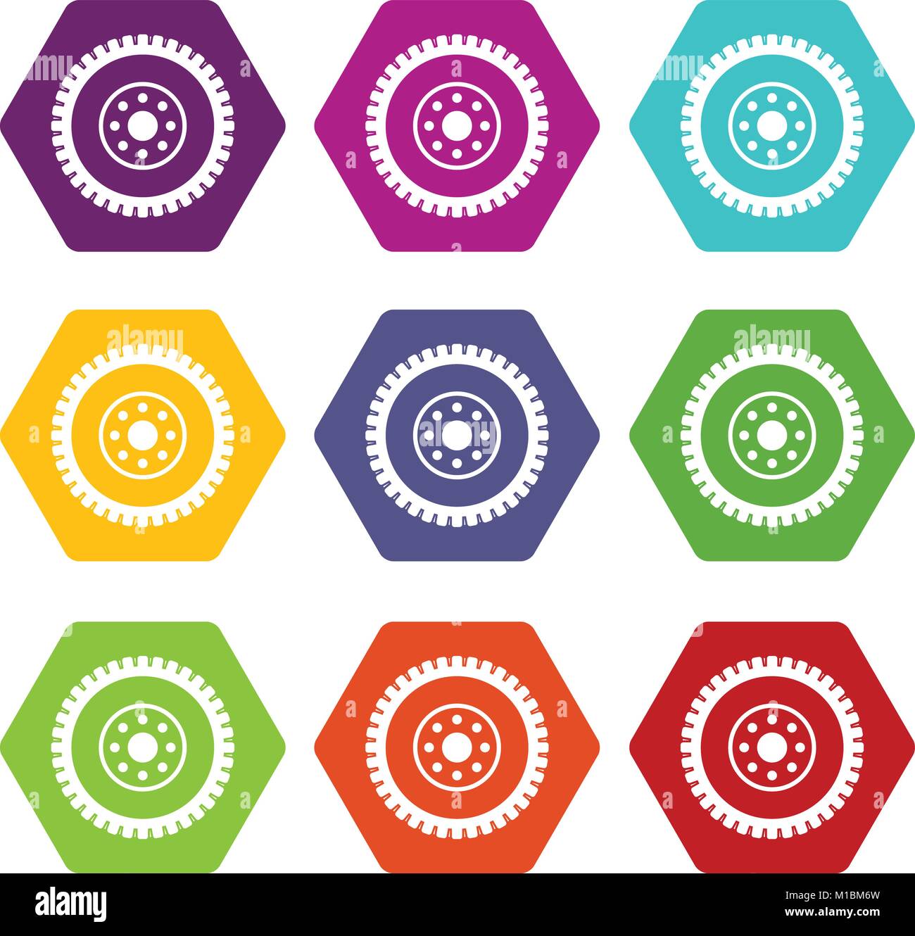 Gear wheel icon set color hexahedron Stock Vector Image & Art - Alamy