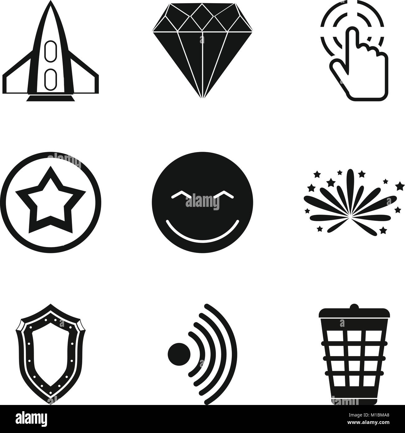 Interface pictogram icons set, simple style Stock Vector Image & Art ...