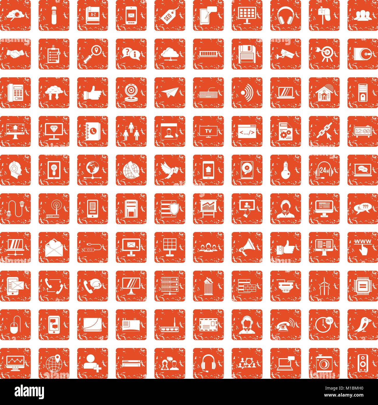 100 communication icons set grunge orange Stock Vector Image & Art - Alamy