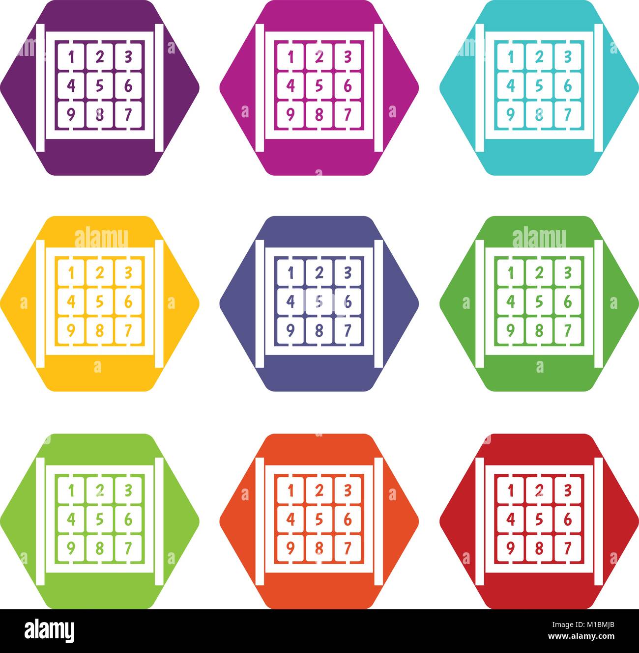 Cubes with numbers on playground icon set color hexahedron Stock Vector ...