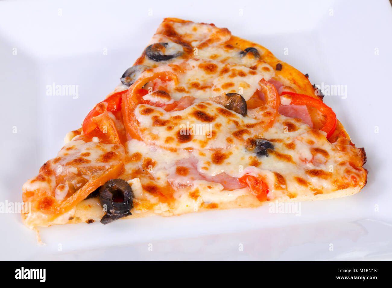 Pizza with ham and cheese Stock Photo - Alamy