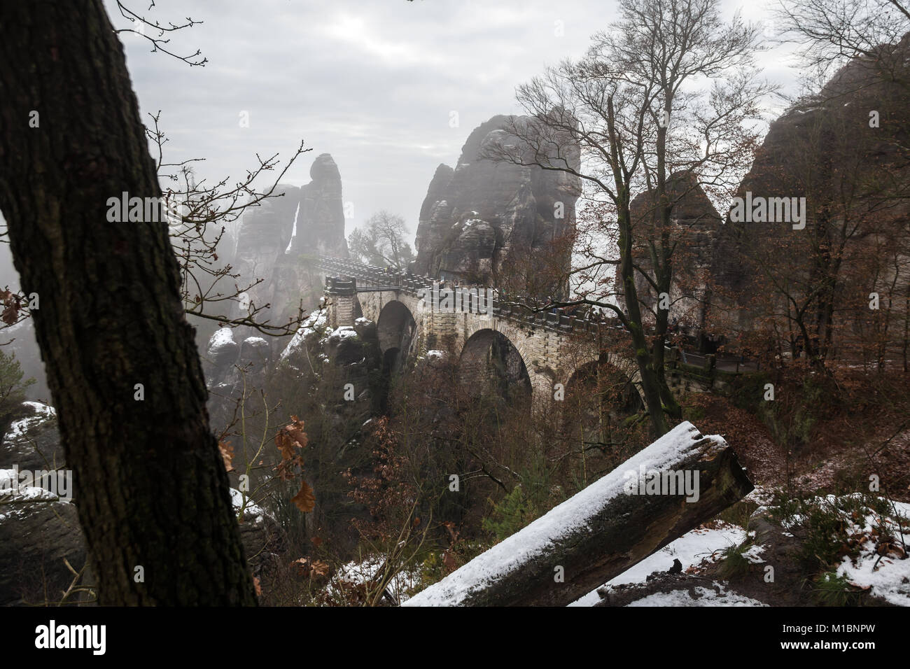 bastei bridge germany in the winter Stock Photo - Alamy