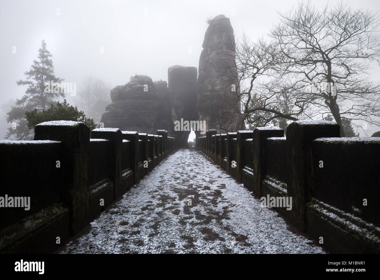 bastei bridge germany in the winter Stock Photo - Alamy